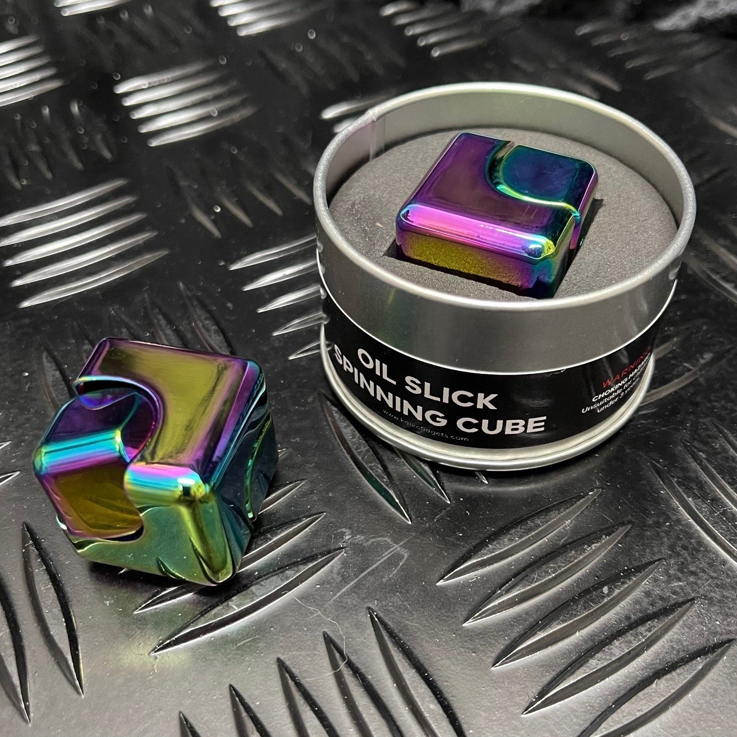 Kaiko Square Spinning Cube in Oil Slick – Muse Store